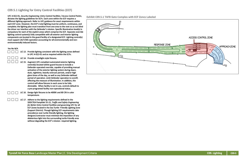 Tyndall AFB | Installation Facilities Standards | Landscape Master Plan | C09. Lighting